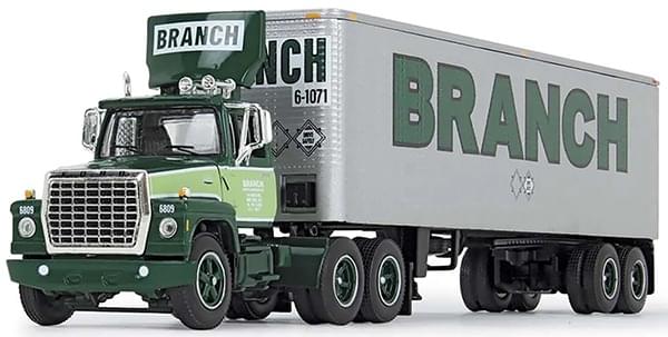 1:64th Scale Ford L9000 Day Cab with 40' Dry Van Trailer Branch Motor ...